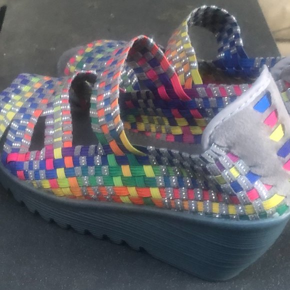 bernie mev. | Shoes | Bernie Mev Rainbow Wedge Sandals Size 399us ...
